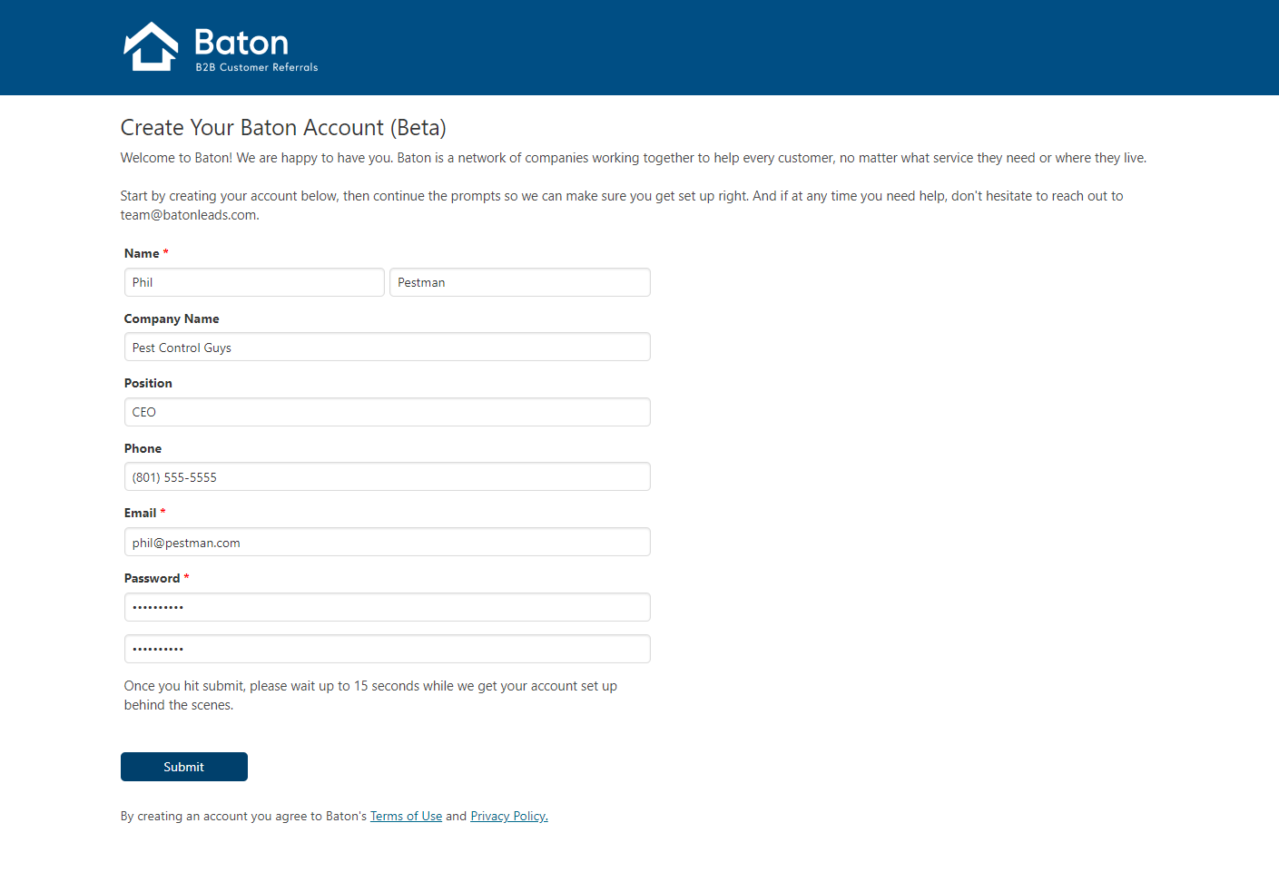Step by Step Onboarding Walkthrough – Baton