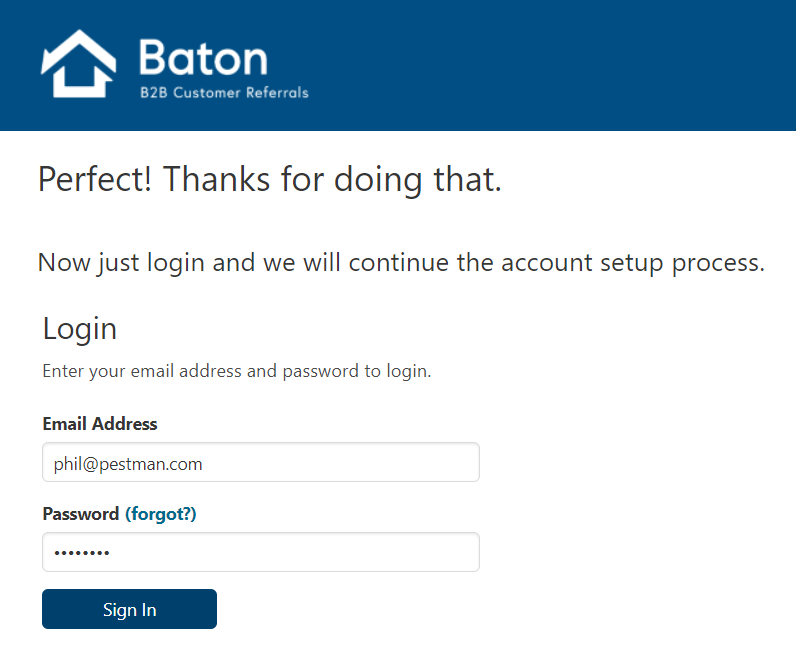 Step by Step Onboarding Walkthrough – Baton